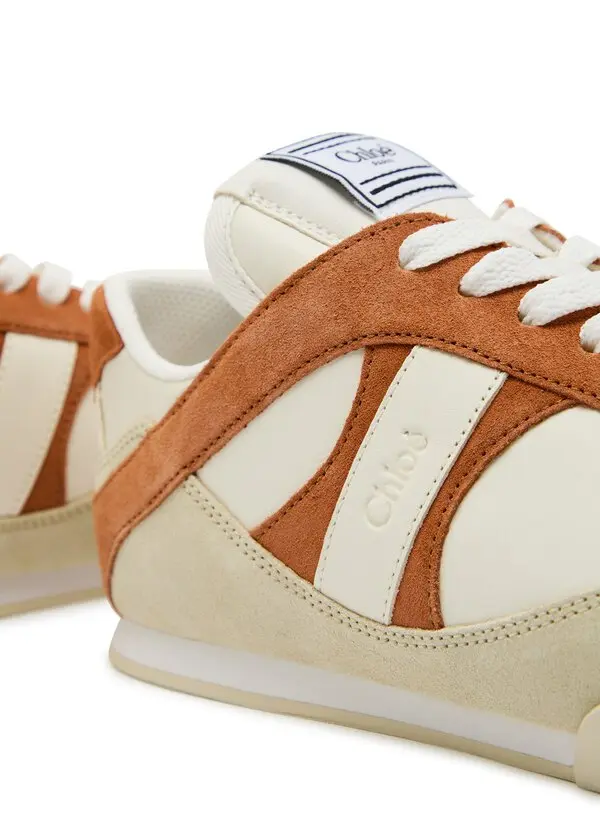Chloé Panelled Leather And Suede Lace-up Sneakers - Brown
