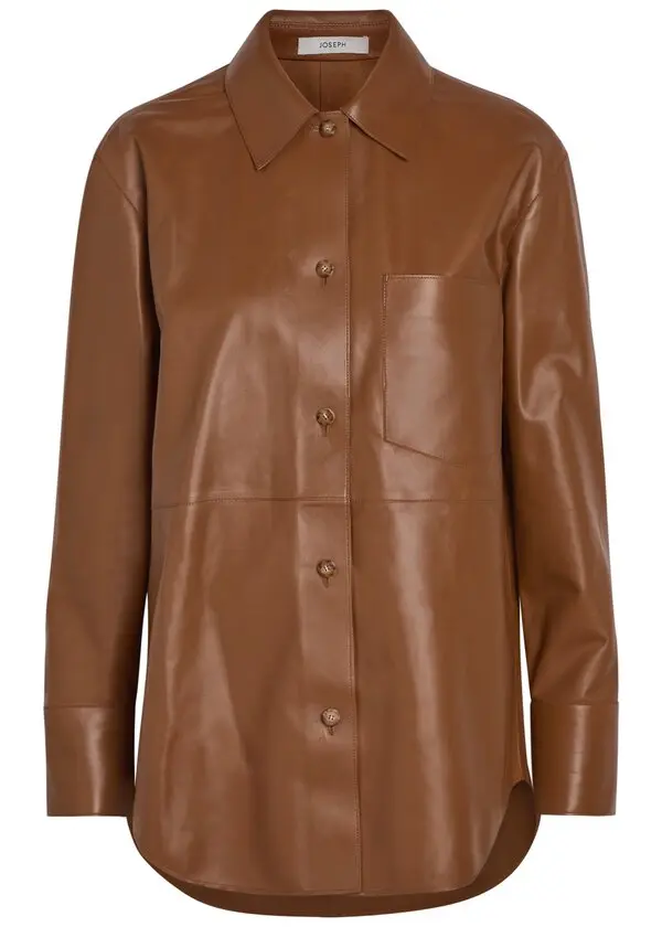JOSEPH Penna Leather Jacket - Rust