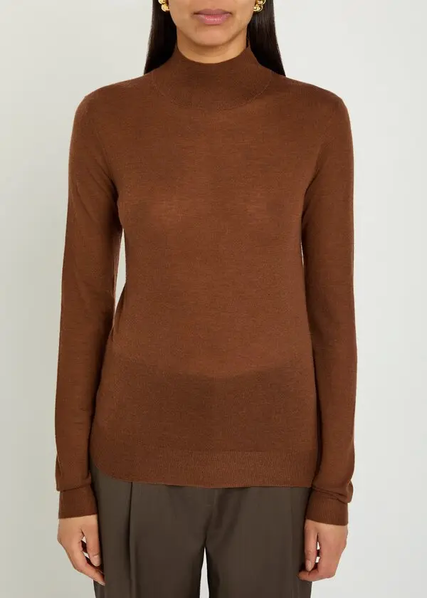 JOSEPH Mock-neck Cashmere Top