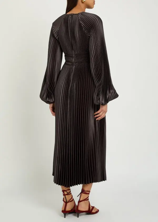 JOSEPH Ortiz Pleated Satin Midi Dress