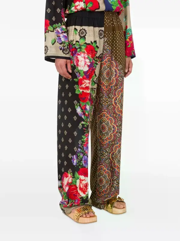Moschino Palazzo Pants With Multi-pattern Print - Brown