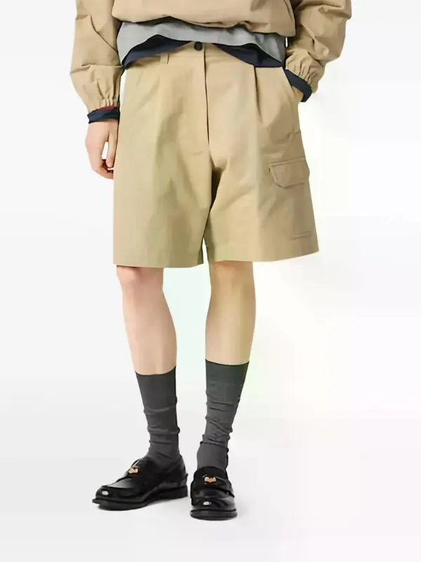 Miu Miu Ripstop Bermuda Shorts With Embroidered Logo