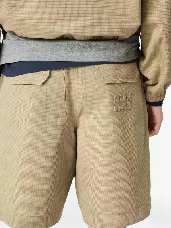 Miu Miu Ripstop Bermuda Shorts With Embroidered Logo
