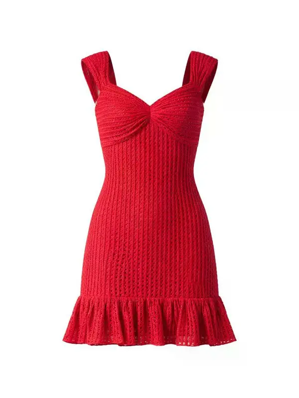 Tadashi Shoji Sweetheart Neck Ruffled Knit Mini Dress