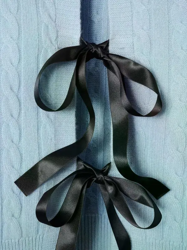 Marc Jacobs Open Back Cable Knit Bow Sweater - Blue