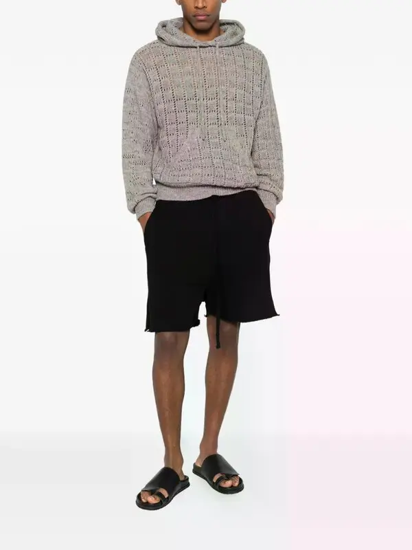 THOM KROM Drawstring Frayed Hem Shorts