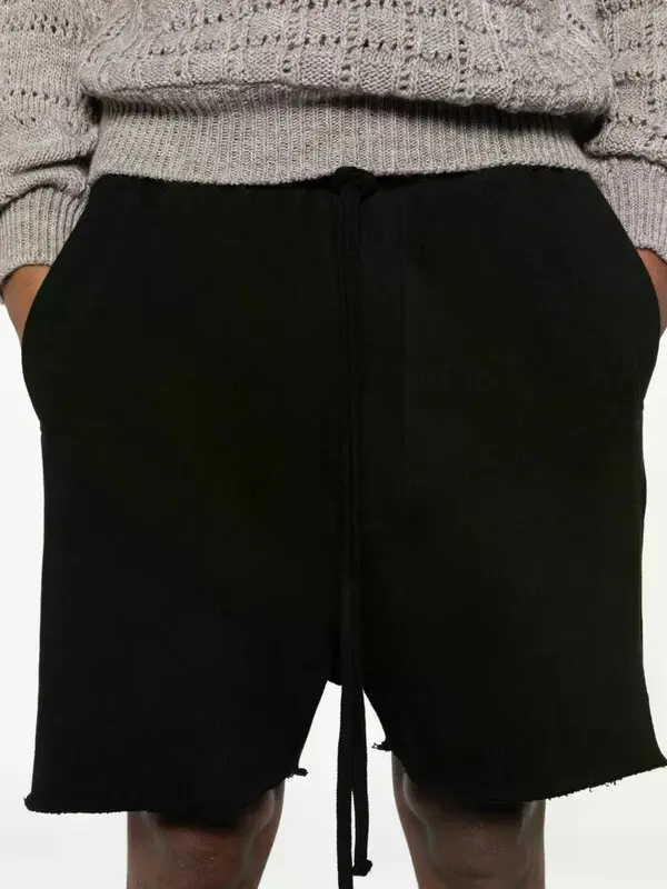 THOM KROM Drawstring Frayed Hem Shorts