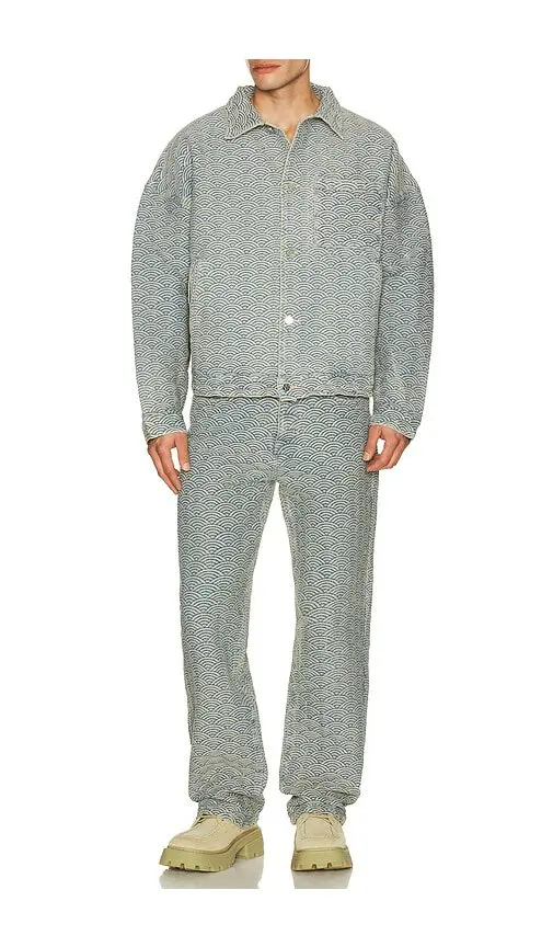 RYOKO RAIN Seigaiha Jacquard Denim Work Jacket In . Also