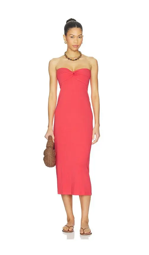 L*Space Strapless Knotted Midi Dress - Red