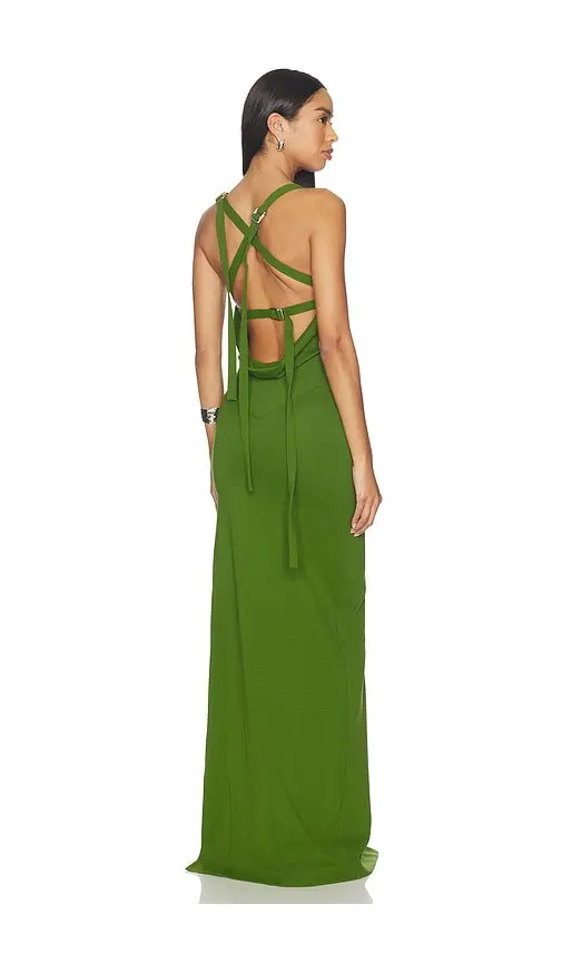 Attico Long Belted Dress