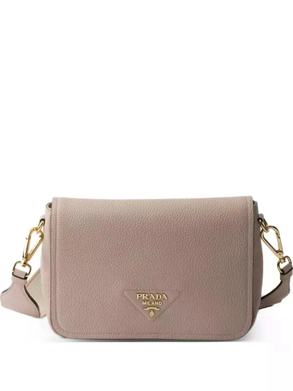 Prada Leather Shoulder Bag With Detachable Straps - Neutrals