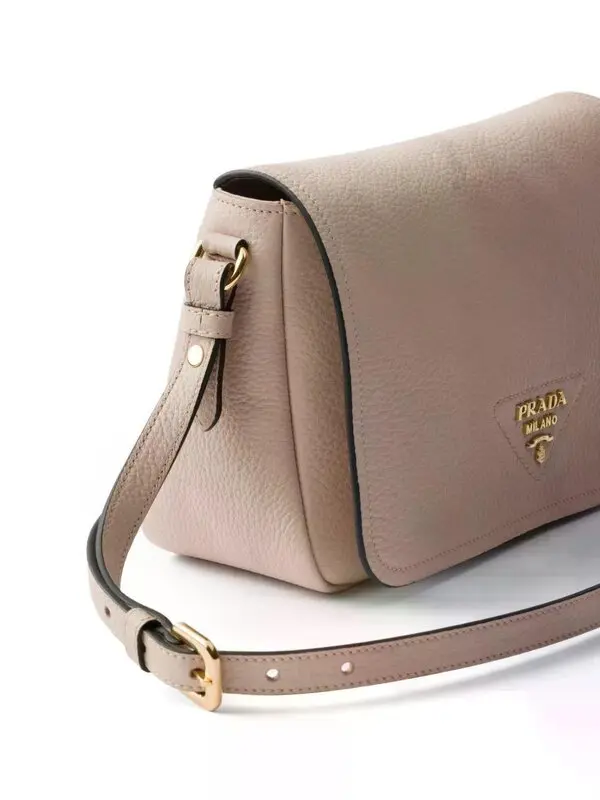Prada Leather Shoulder Bag With Detachable Straps - Neutrals