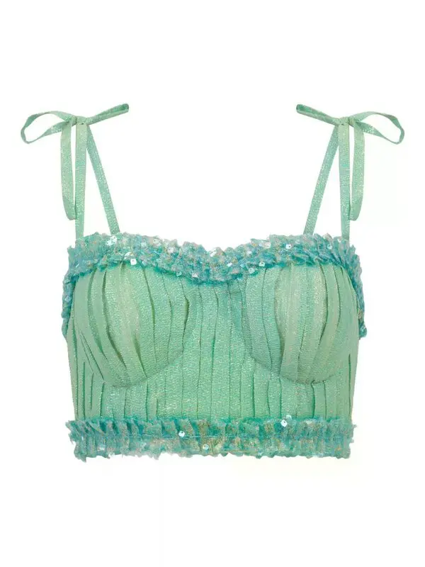 SANA OSMANI Agor Sequin Tie-strap Top - Green