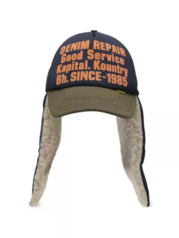 Kapital Print Ear-flap Hat - Blue