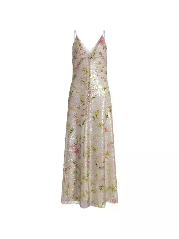 Alberta Ferretti Floral-print Dress - Neutrals