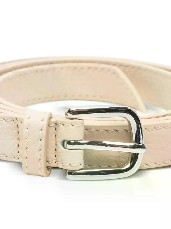 Eleventy Leather Belt With Metal Buckle - Neutrals