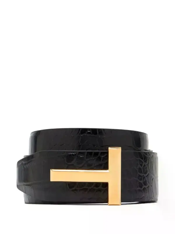 TOM FORD T-bar Leather Belt - Black