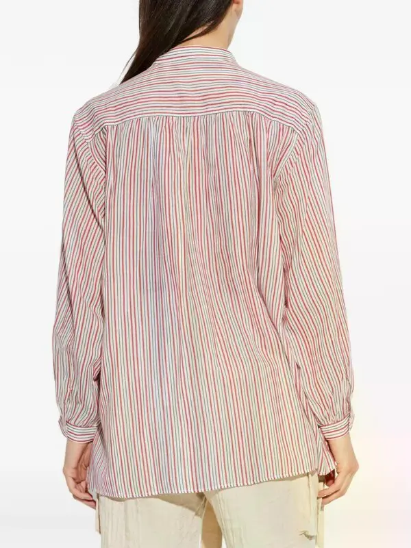 MARANT ETOILE Saocha Striped Band Collar Shirt - Red