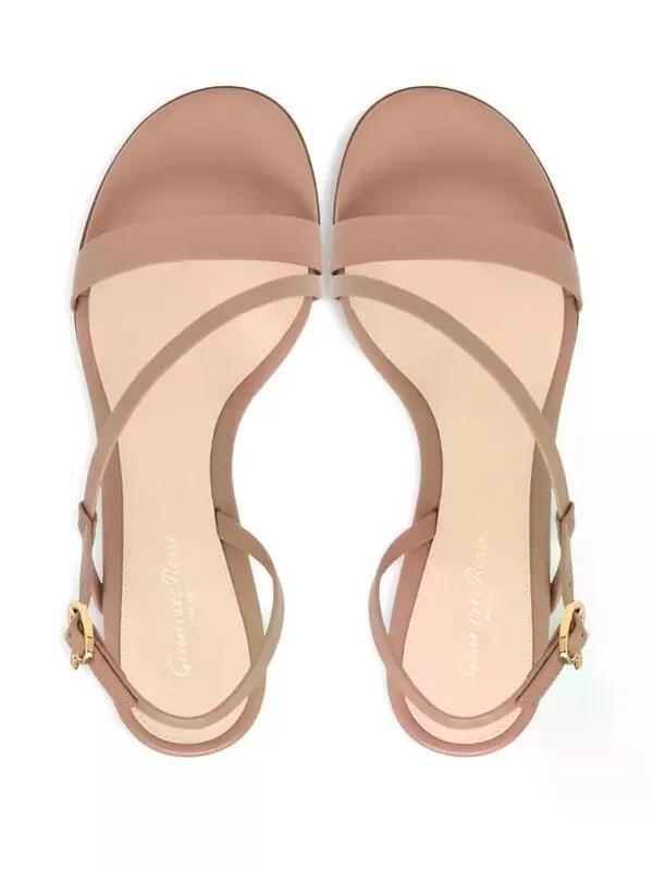 GIANVITO ROSSI Beige Leather Block Heel Sandals - Neutrals
