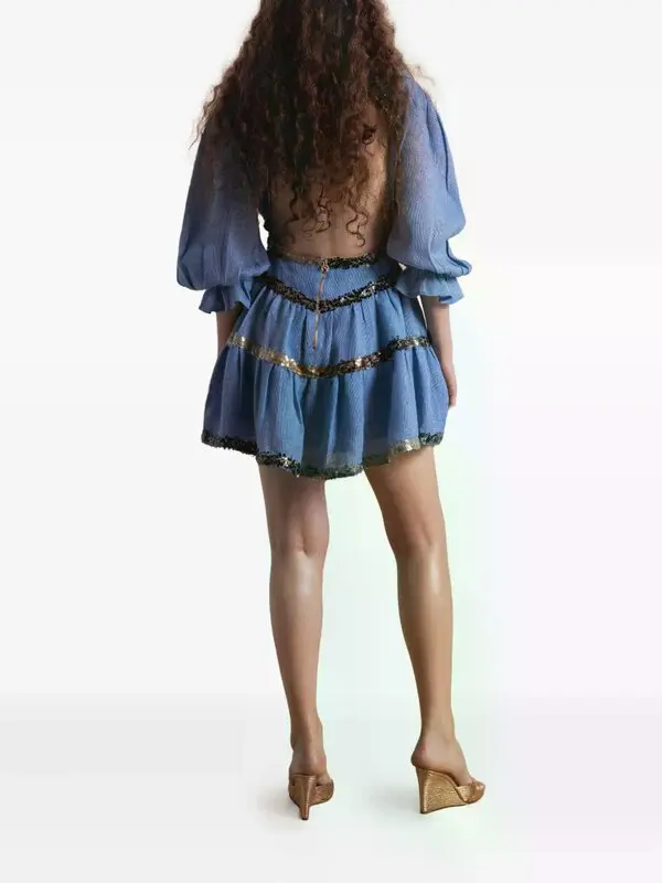 SANA OSMANI Miriam Sequin Embellished V-neck Mini Dress