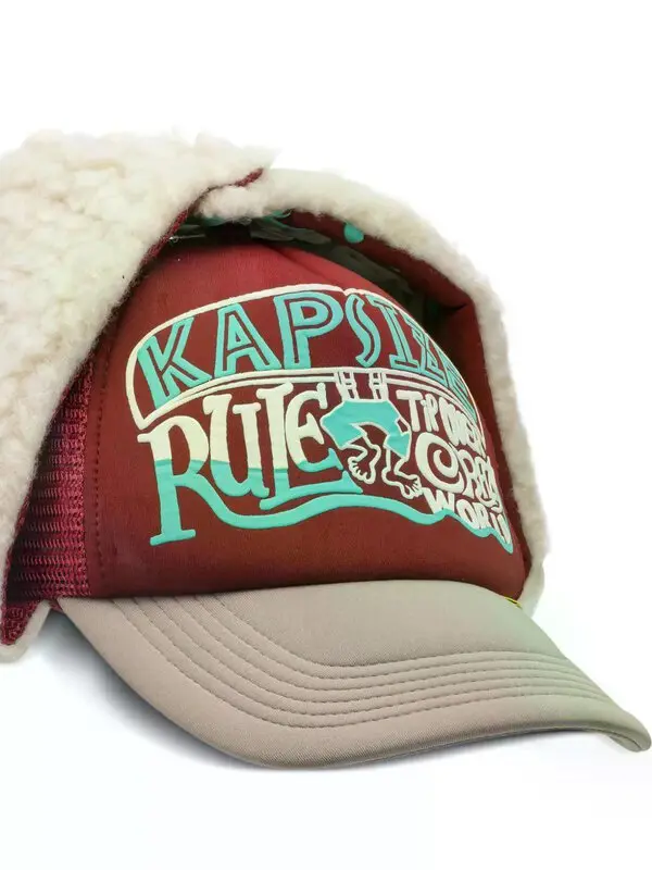 Kapital Graphic Shearling Trimmed Trucker Hat - Red