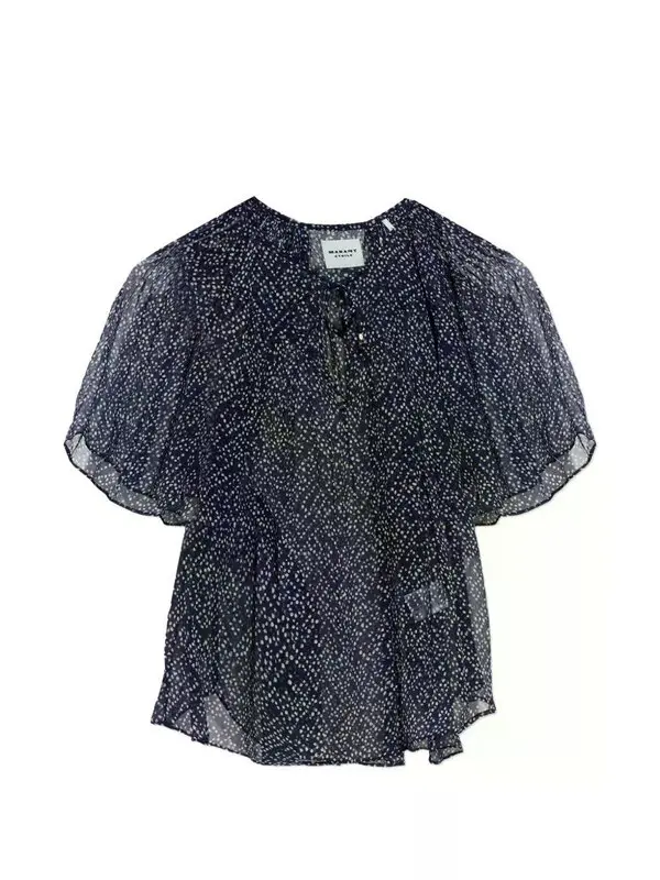 MARANT ETOILE Ruffled Printed Top - Blue