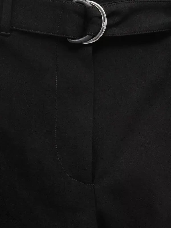 Loewe Wool Wide Leg Belted Trousers - Black