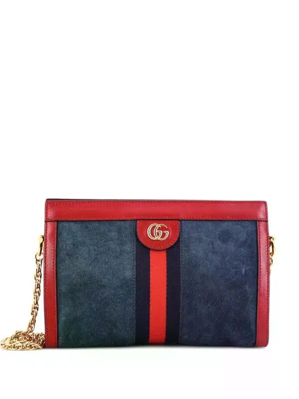 Gucci Ophidia Chain Suede Small Shoulder Bag - Blue
