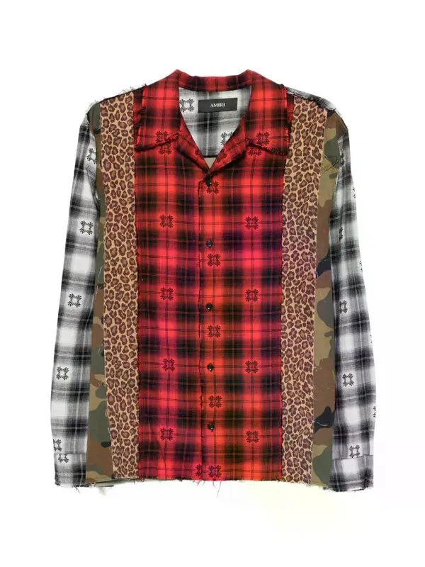 Amiri Spliced Ma Quad Patchwork Shirt - Red