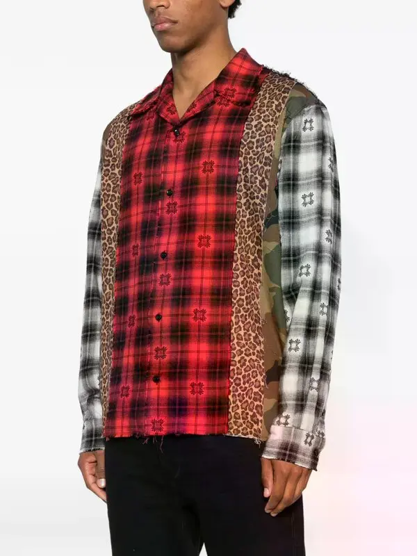 Amiri Spliced Ma Quad Patchwork Shirt - Red