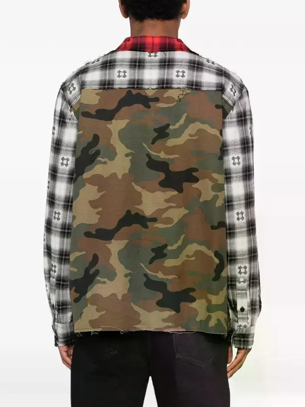 Amiri Spliced Ma Quad Patchwork Shirt - Red