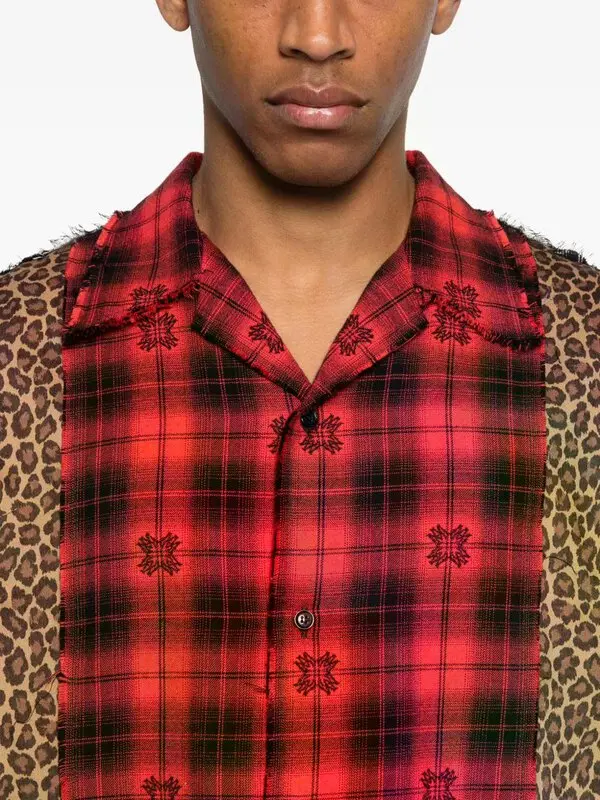 Amiri Spliced Ma Quad Patchwork Shirt - Red