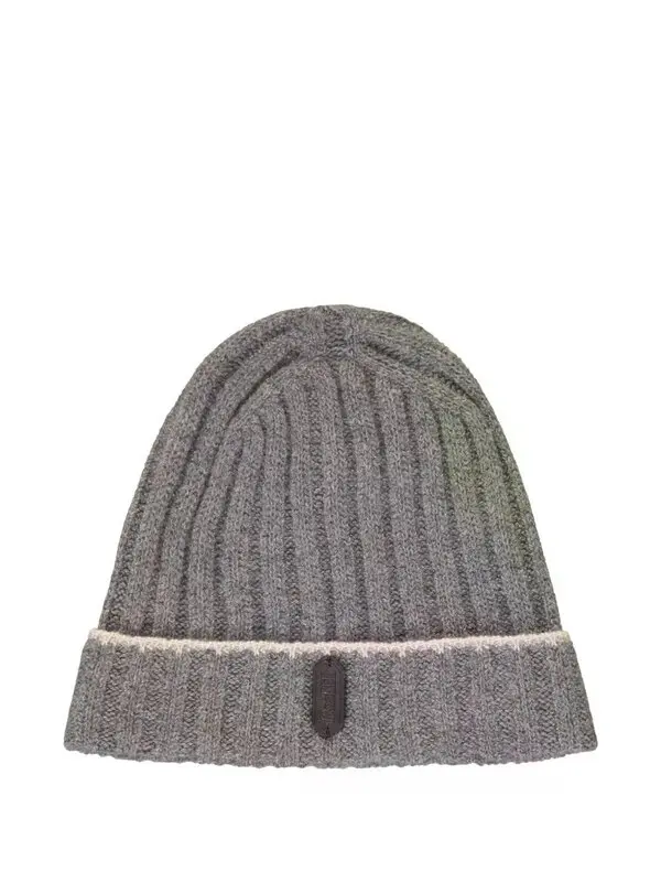 MOORER Ribbed Band Knitted Beanie Hat - Grey
