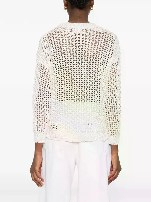 PANICALE Open Knit Crew Neck Sweater