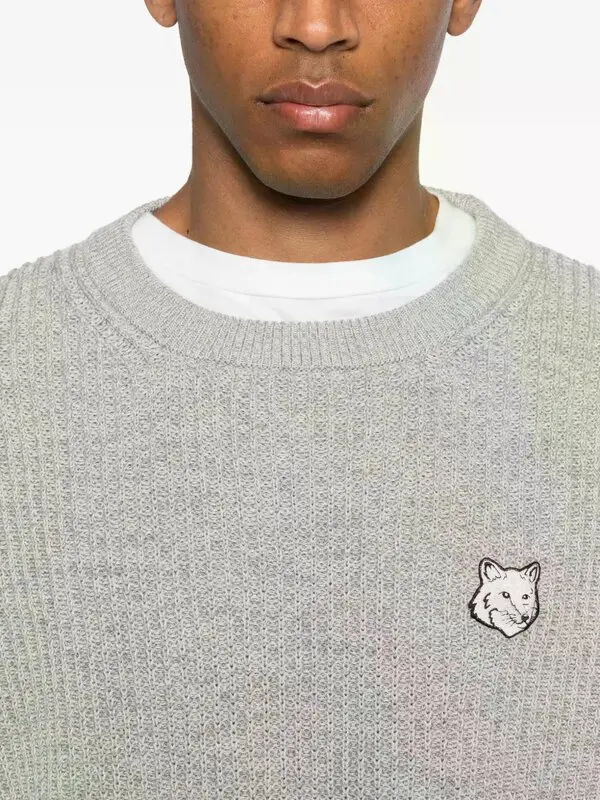 Maison Kitsuné Ribbed Logo-patch Sweater