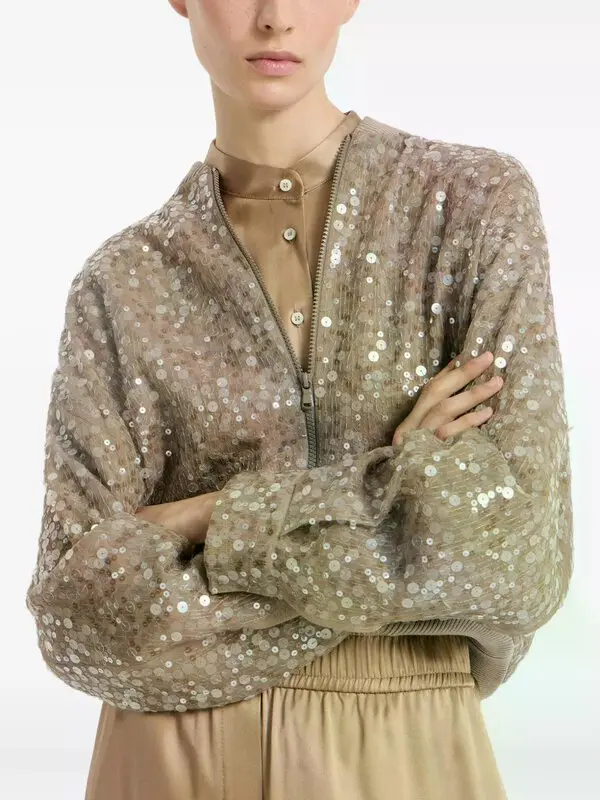 Brunello Cucinelli Sequin-embroidery Bomber Jacket