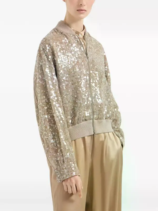 Brunello Cucinelli Sequin-embroidery Bomber Jacket