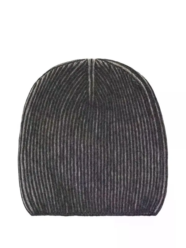 MOORER Ribbed Beanie Hat - Grey