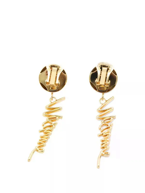 Moschino Logo-lettering Drop Earrings - Gold