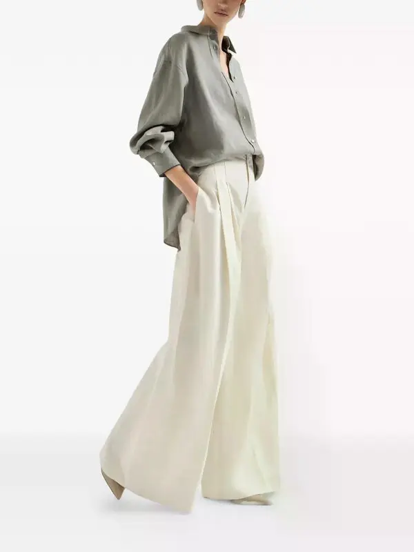 Brunello Cucinelli Wide Leg Zip Palazzo Trousers