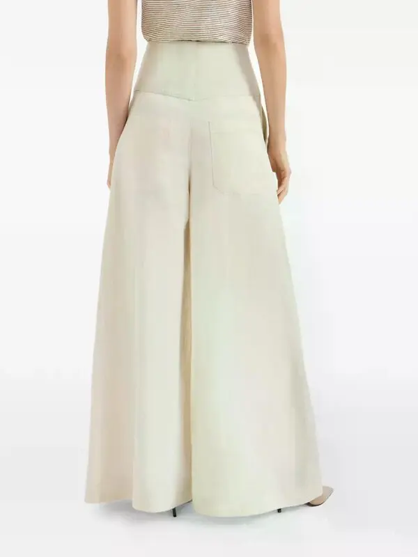 Brunello Cucinelli Wide Leg Zip Palazzo Trousers