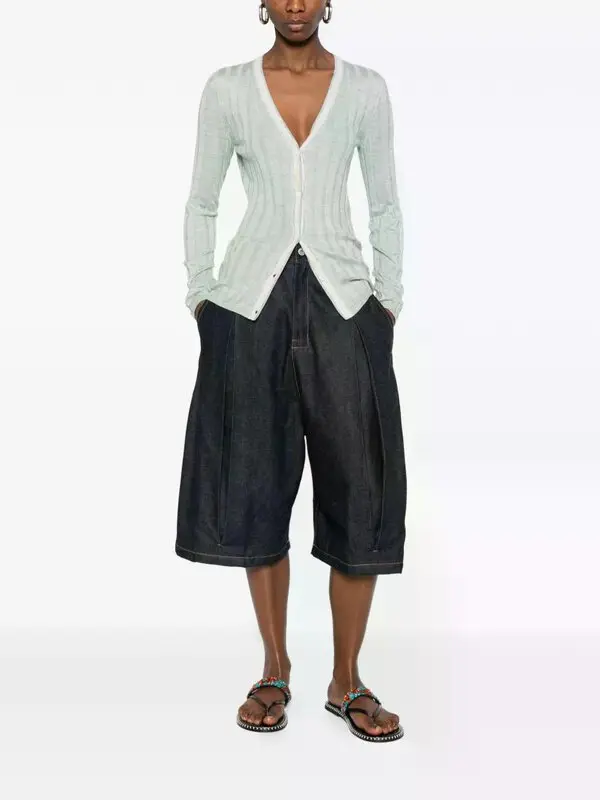 Prada Ribbed Knit V-neck Cardigan