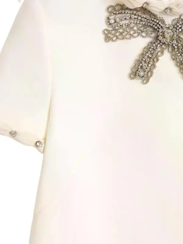 Valentino Garavani Embroidered Crepe Couture Short Dress - Neutrals