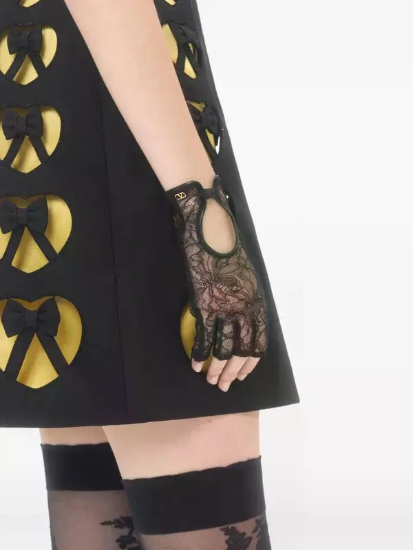 Valentino Garavani Lace Biker Gloves - Black
