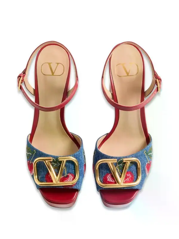 Valentino Garavani Vlogo Signature Platform Denim Sandals
