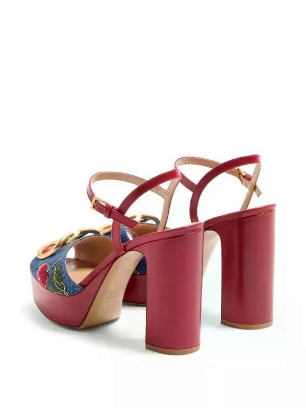 Valentino Garavani Vlogo Signature Platform Denim Sandals