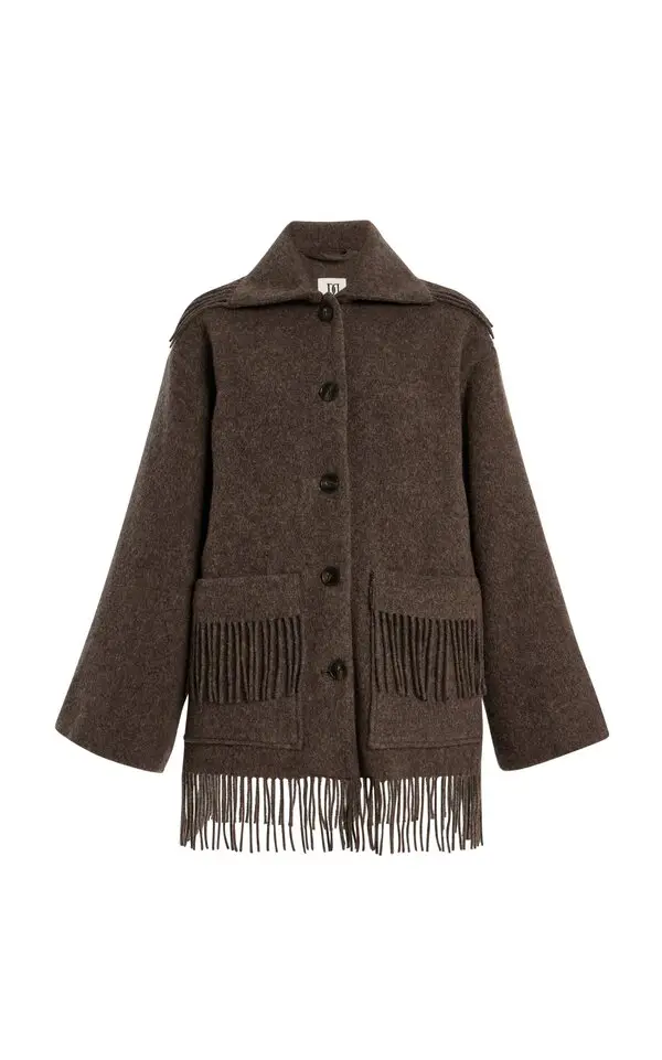 BY MALENE BIRGER Boloune Fringed Wool Coat - Brown
