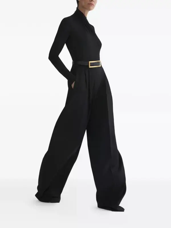 MUGLER Long Sleeve Draped High Neck Top