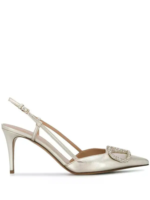 Valentino Garavani 80mm Vlogo Glow Slingback Pumps - Silver