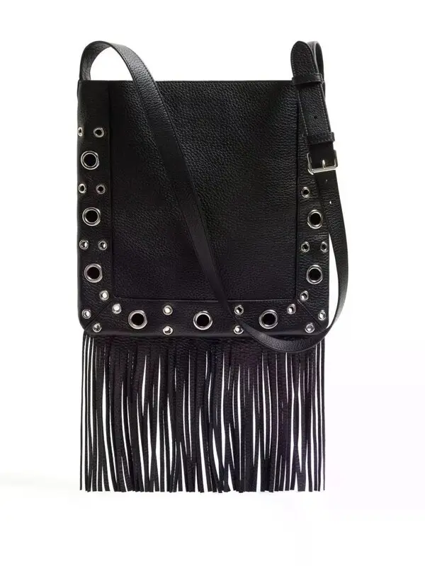 Valentino Garavani Shoulder Bag With Fringe And Stud Detail - Black